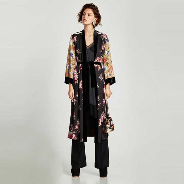 Long Floral Kimono Robe | Eiyo Kimono